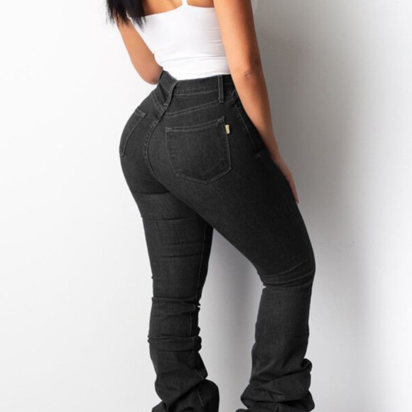 Swankaposh | Pants & Jumpsuits | High Waist Scrunched Jeans Black ...